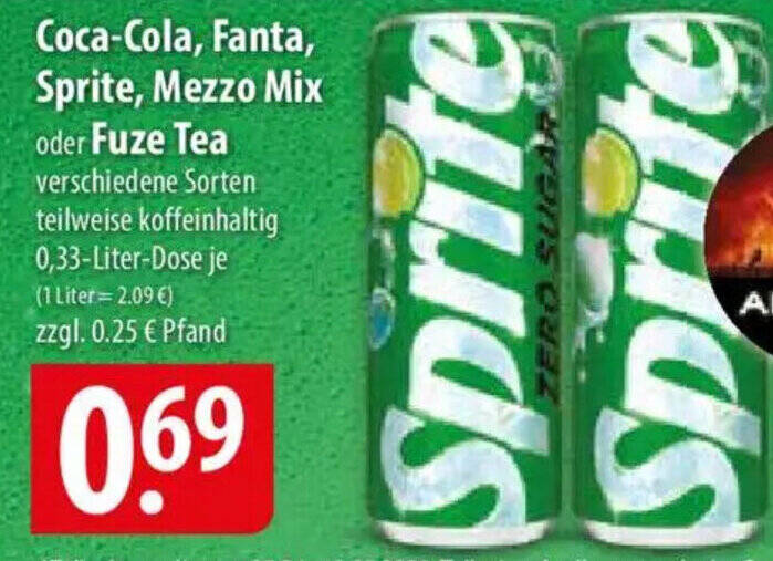 Coca-Cola, Fanta, Sprite, Mezzo Mix oder Fuze Tea 0.33 l Angebot bei ...