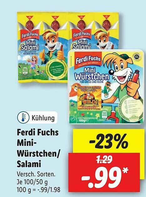 Ferdi Fuchs Mini Würstchen Salami Angebot bei Lidl