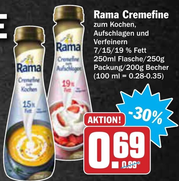 Rama Cremefine 250 ml /250g Angebot bei AEZ