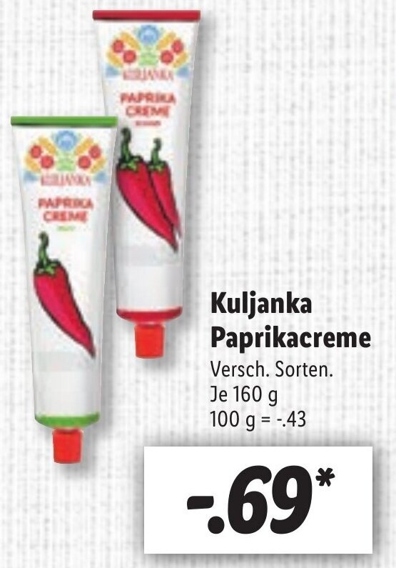 Kuljanka Paprikacreme 160g Angebot bei Lidl