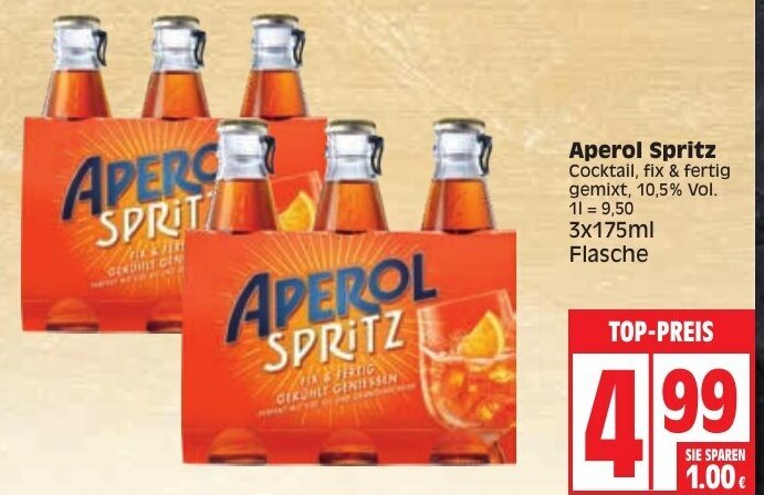 Aperol Spritz 3x175ml Angebot bei Edeka