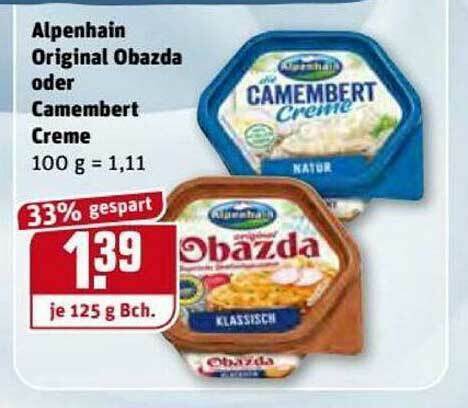 Alpenhain Original Obazda Oder Camembert Creme Angebot bei REWE Kaufpark
