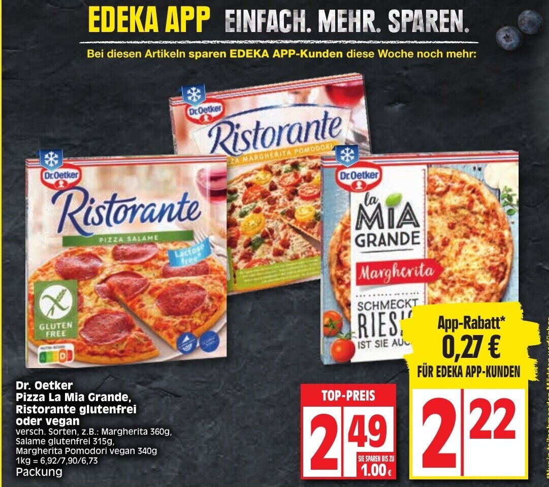 Dr. Oetker Pizza La Mia Grande, Ristorante glutenfrei oder vegan ...