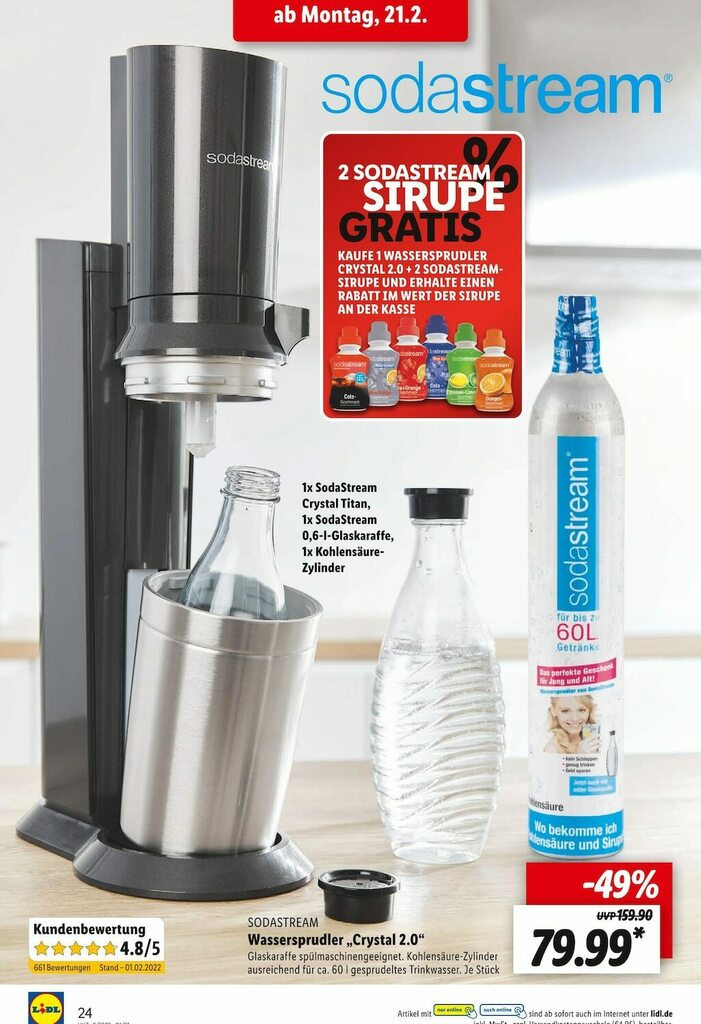 Sodastream wassersprudler „crystal 2.0“ Angebot bei Lidl