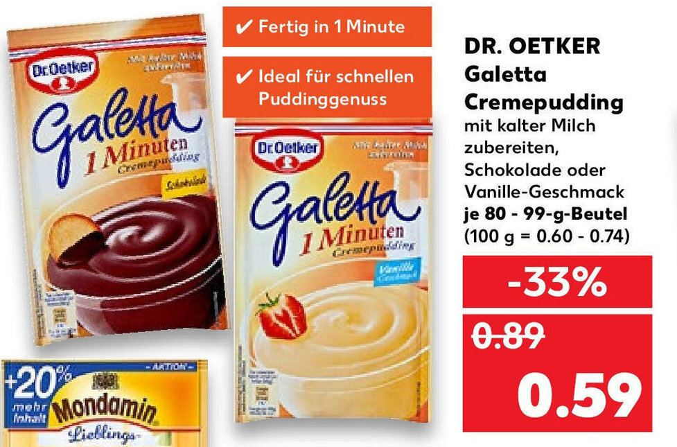 Dr. Oetker Galetta Cremepudding 80-99g Beutel Angebot bei Kaufland