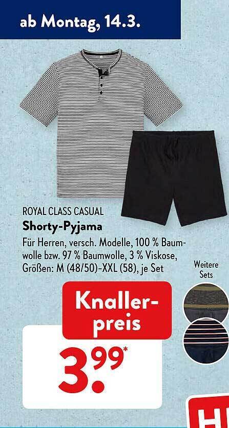 Royal Class Casual Shorty-pyjama Angebot bei Aldi Süd