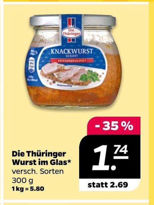 Die Thuringer Wurst im Glas 300 g Angebot bei NETTO