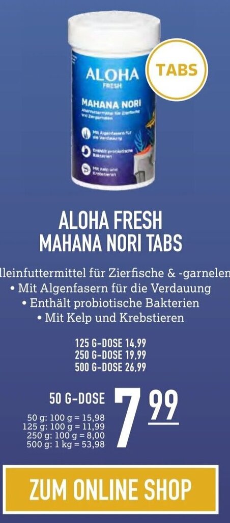 Aloha Fresh Mahana Nori Tabs 50g Dose Angebot bei Kölle Zoo