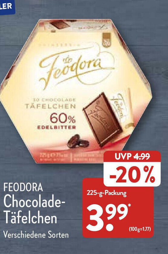 Feodora Chocolate Täfelchen 225g Angebot bei Aldi Nord