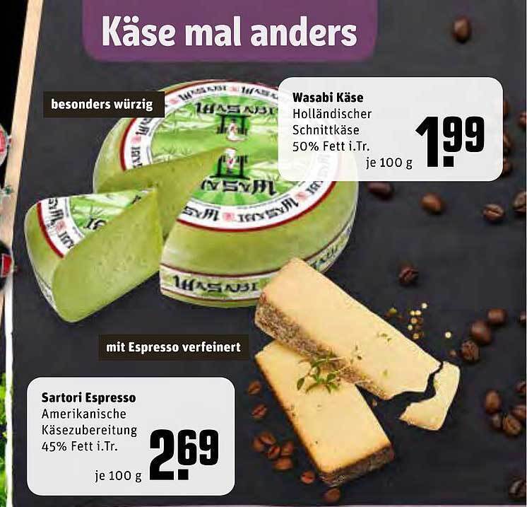 Wasabi Käse, Sartosi Espresso Angebot bei REWE