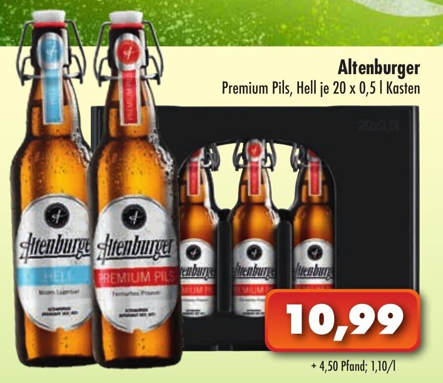 Altenburger Premium Pils, Hell 20x0,5L Angebot bei Lösch Depot