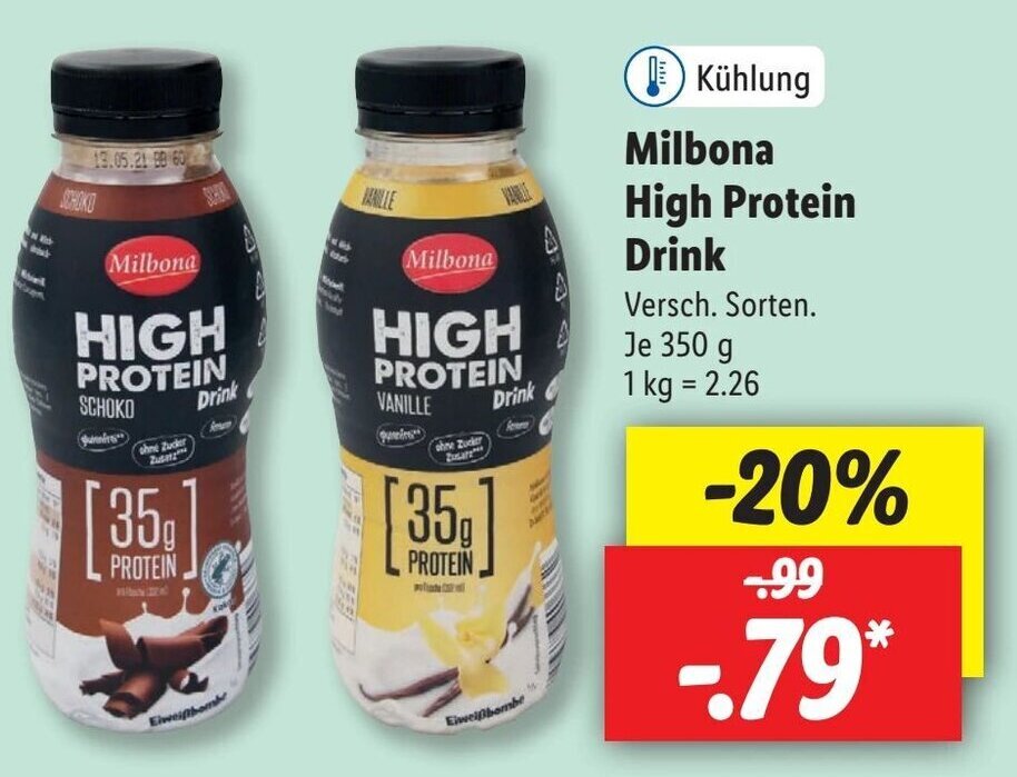 Milbona High Protein Drink 350g Angebot bei Lidl