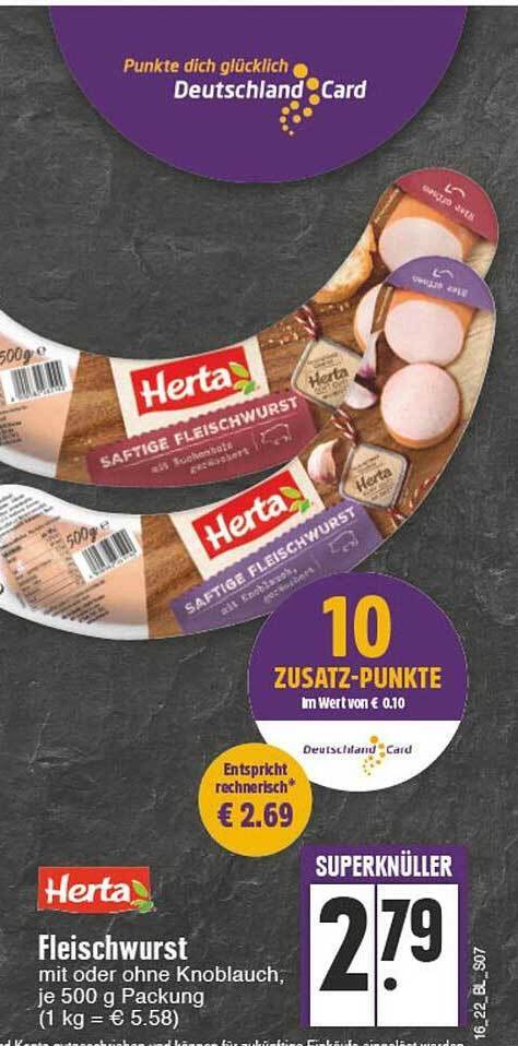 Herta Fleischwurst Angebot bei Edeka