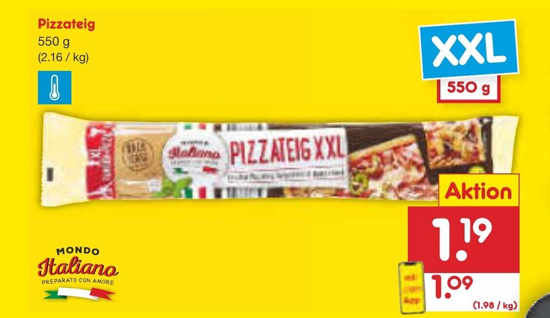 Pizzateig 550 g Angebot bei Netto Marken-Discount
