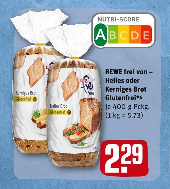 Rewe frei von helles oder kerniges brot glutenfrei Angebot bei REWE