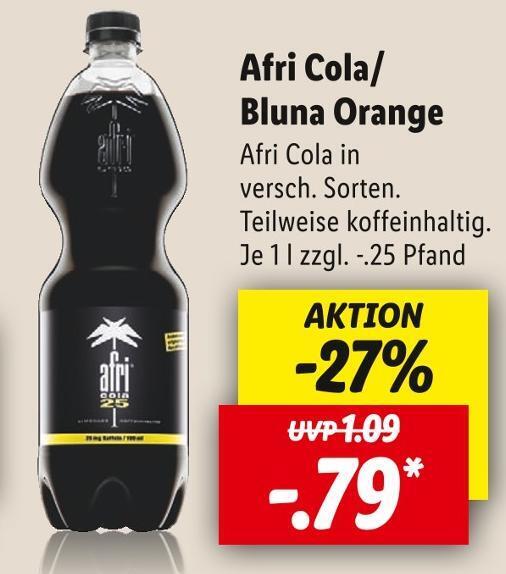 Afri cola/ bluna orange softdrinks Angebot bei Lidl