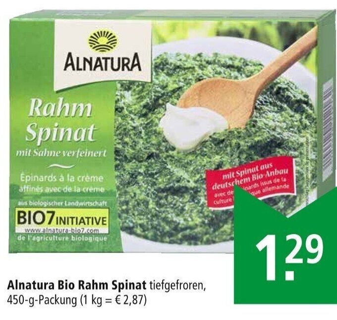 Alnatura Bio Rahm Spinat 450 g Angebot bei Marktkauf