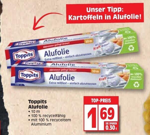 Toppits Alufolie 10 m Angebot bei Edeka