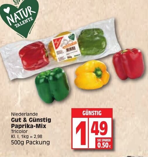 Gut & Gunstig Paprika-Mix 500 g Angebot bei Edeka