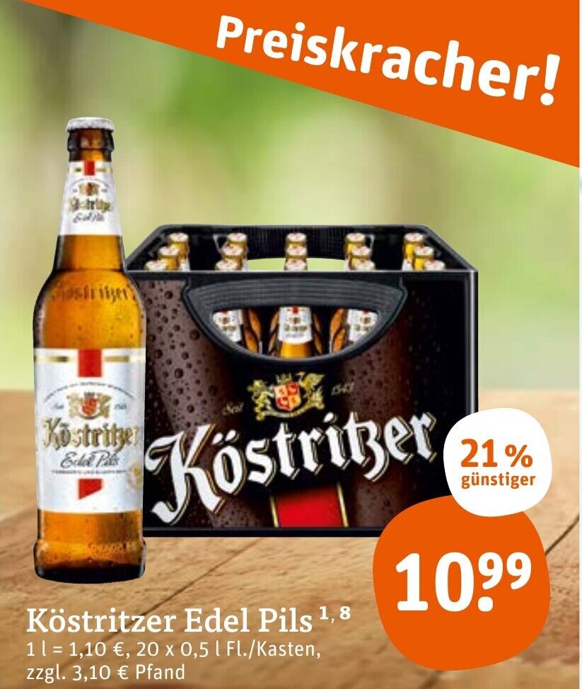 Köstritzer Edel Pils 20x0,5 L Angebot bei tegut