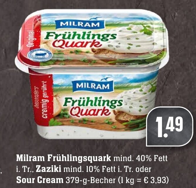 Milram Fruhlingsquark, Zaziki oder Sour Cream 379g Angebot bei Edeka ...