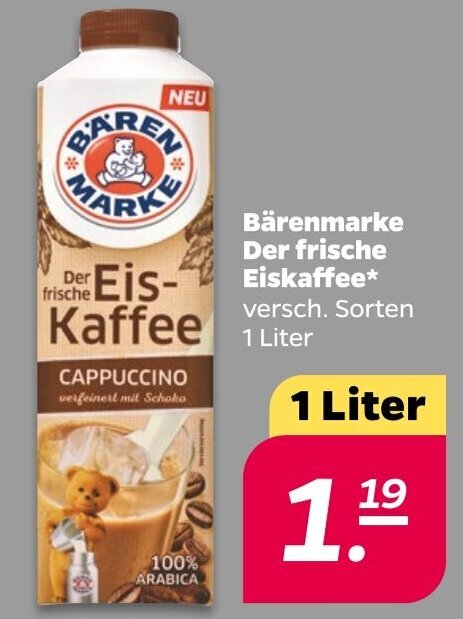 Bärenmarke Der frische Eiskaffee 1 Liter Angebot bei NETTO