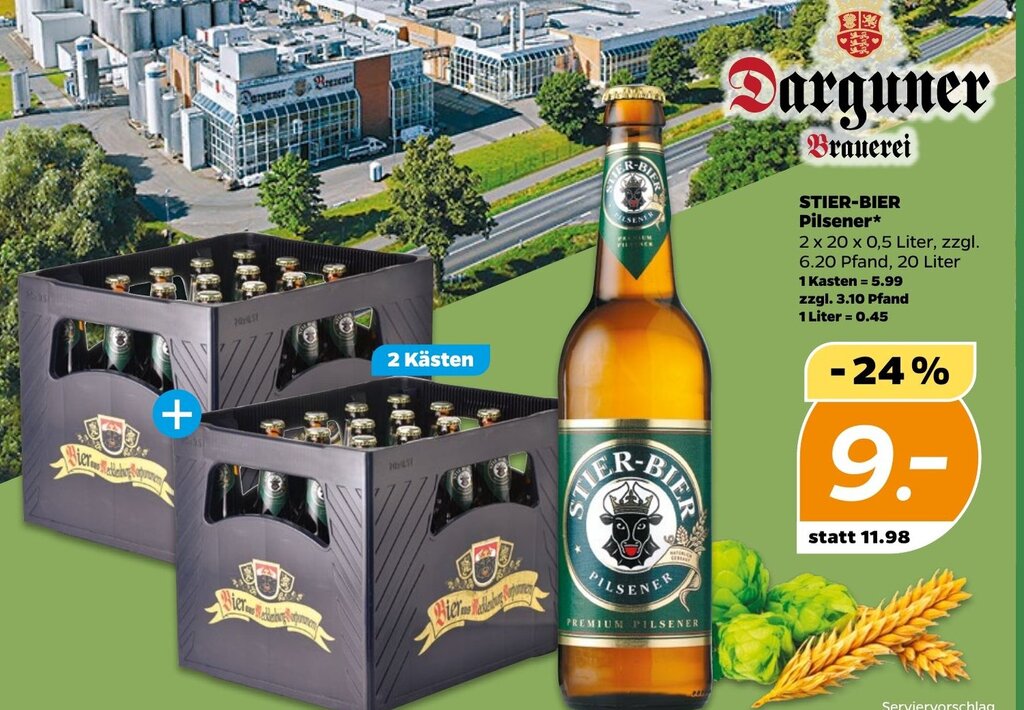 Stier Bier Pilsener 2x20x0,5 Liter Angebot bei NETTO