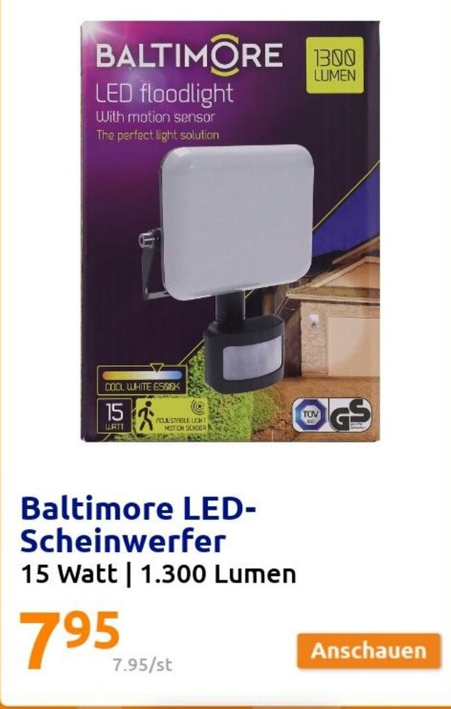 Baltimore LED-Scheinwerfer 15 Watt | 1.300 Lumen Angebot bei Action