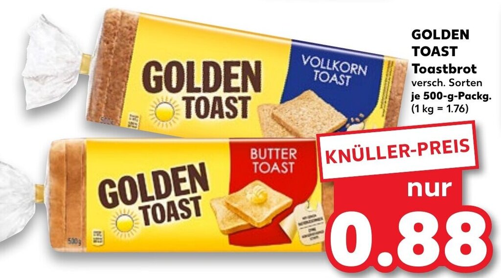 Golden Toast Toastbrot 500 g Packg. Angebot bei Kaufland
