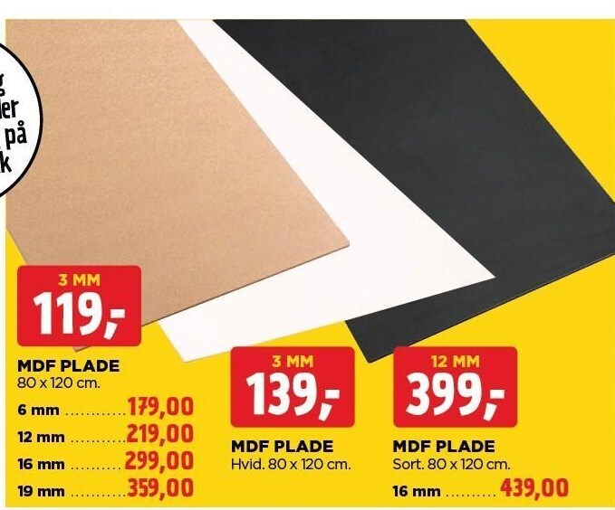 Mdf plade tilbud hos jem & fix