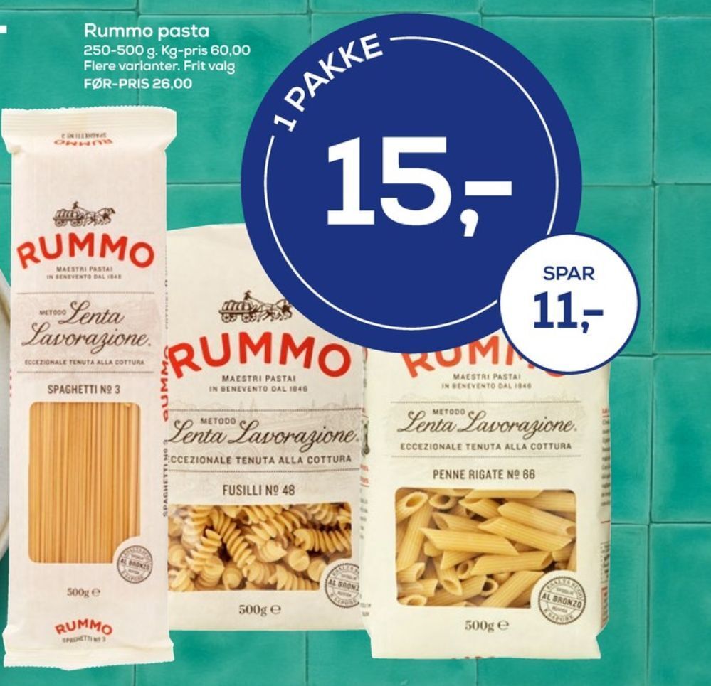 Rummo pasta tilbud hos Irma