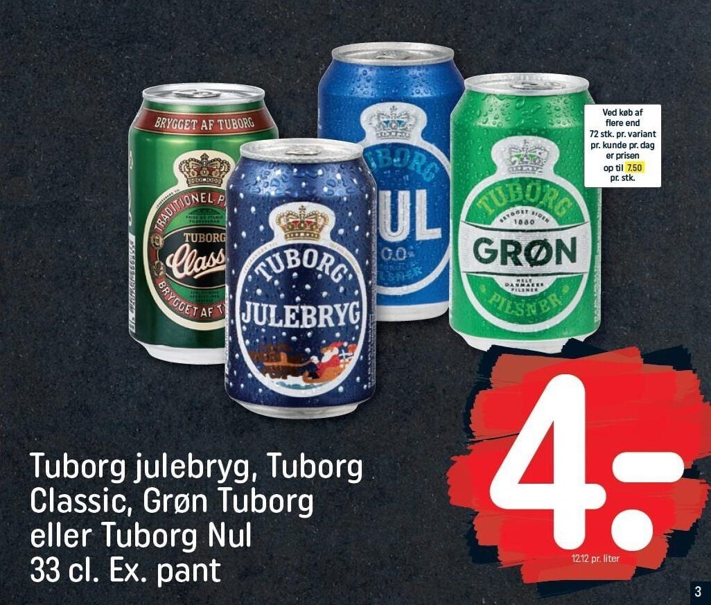 Tuborg julebryg, tuborg classic, grøn tuuborg el. tuborg nul tilbud hos ...