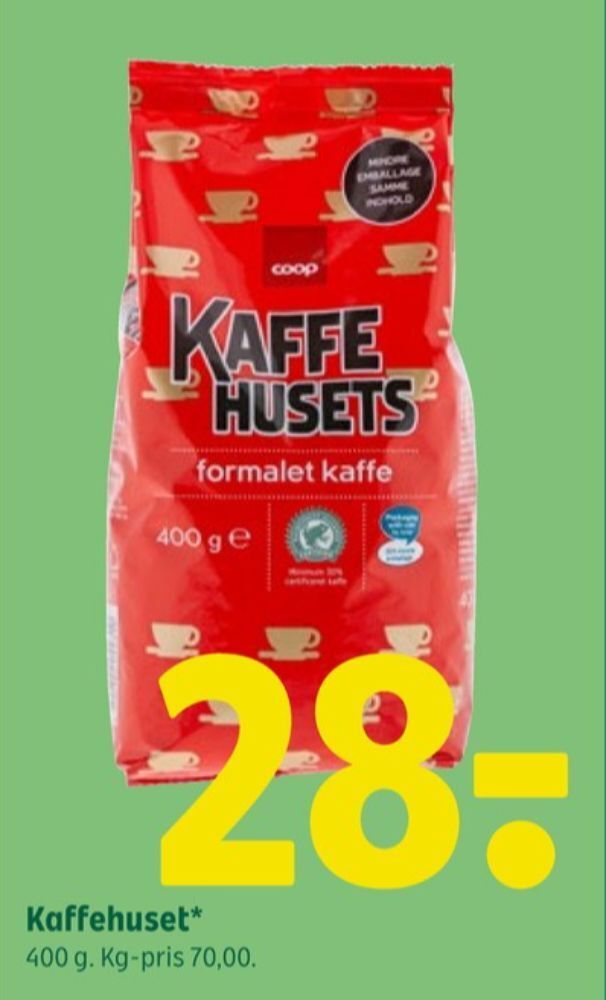 Kaffehusets kaffe formalet tilbud hos Coop 365