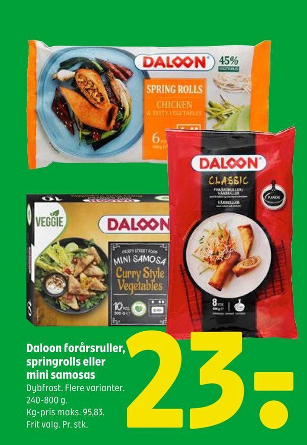 Daloon forårsruller, springrolls eller mini samosas tilbud hos Coop 365