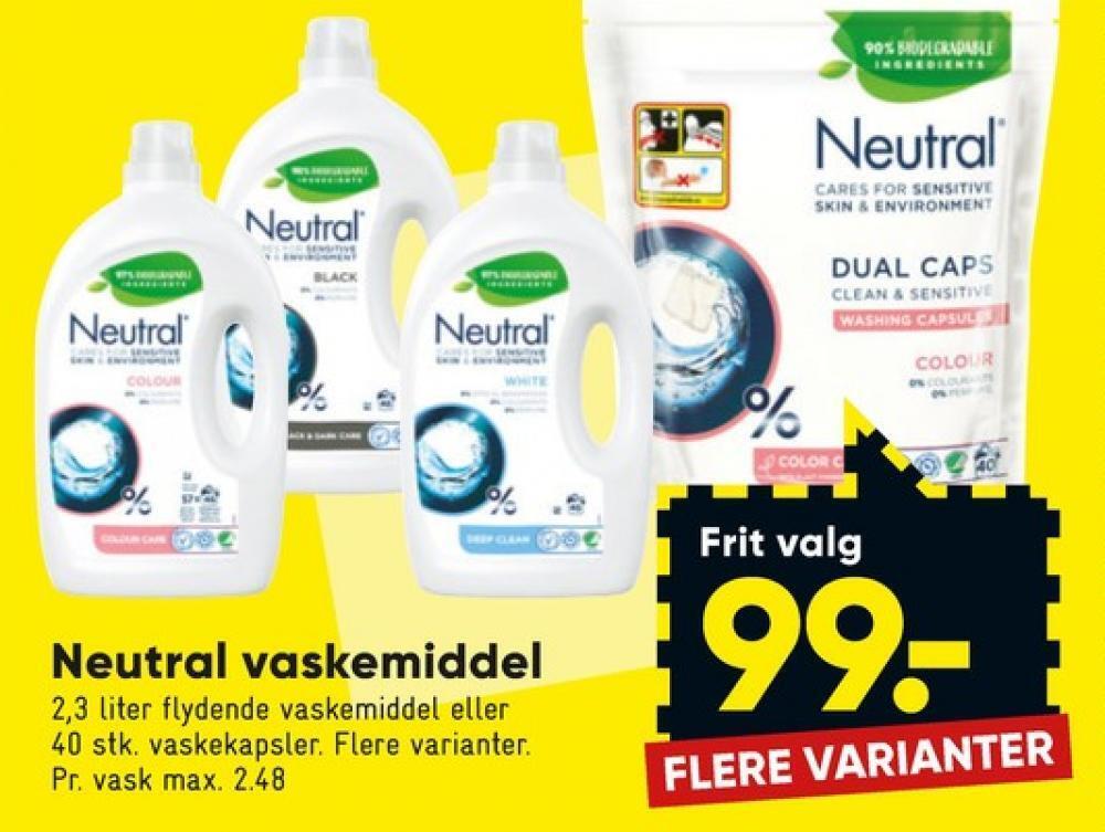 Neutral vaskemiddel-tabs tilbud hos Bilka