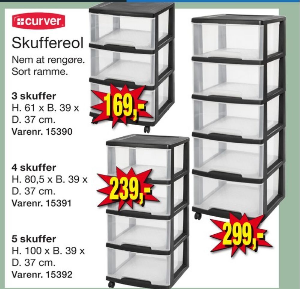 Curver skuffereol tilbud hos Harald Nyborg