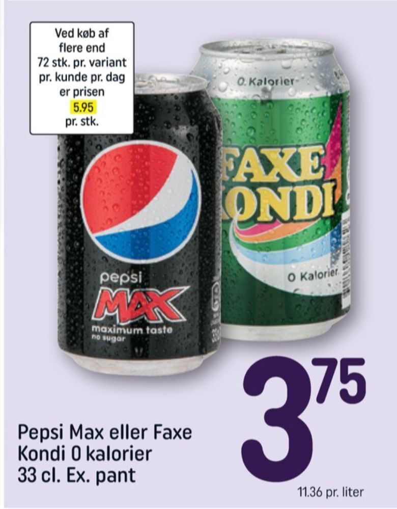 Pepsi max cola tilbud hos Rema 1000