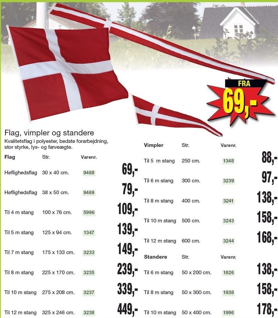 Flag, vimpler og standere tilbud hos Harald Nyborg