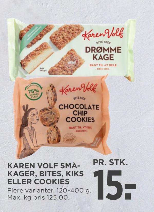 Karen volf småkager, bites, kiks eller cookies tilbud hos MENY
