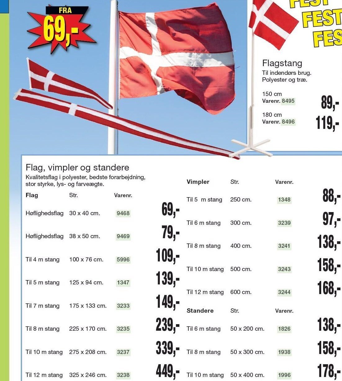 Flag, vimpler og standere tilbud hos Harald Nyborg