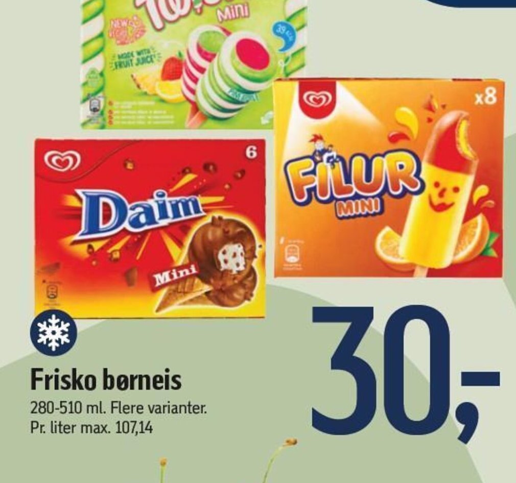 Frisko børneis tilbud hos Føtex