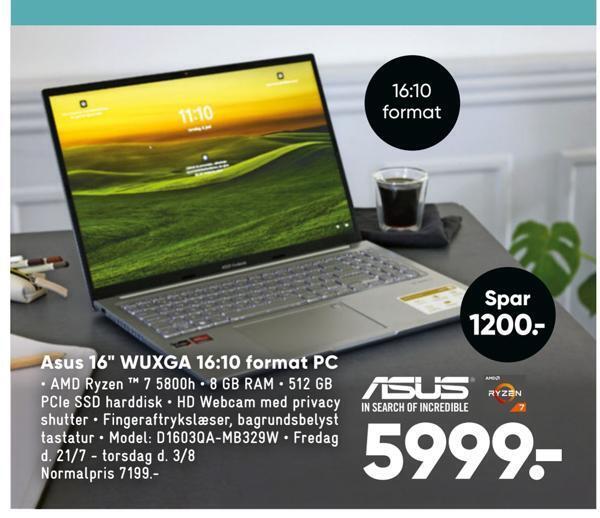 Asus 16 wuxga 16,10 format pc tilbud hos Bilka