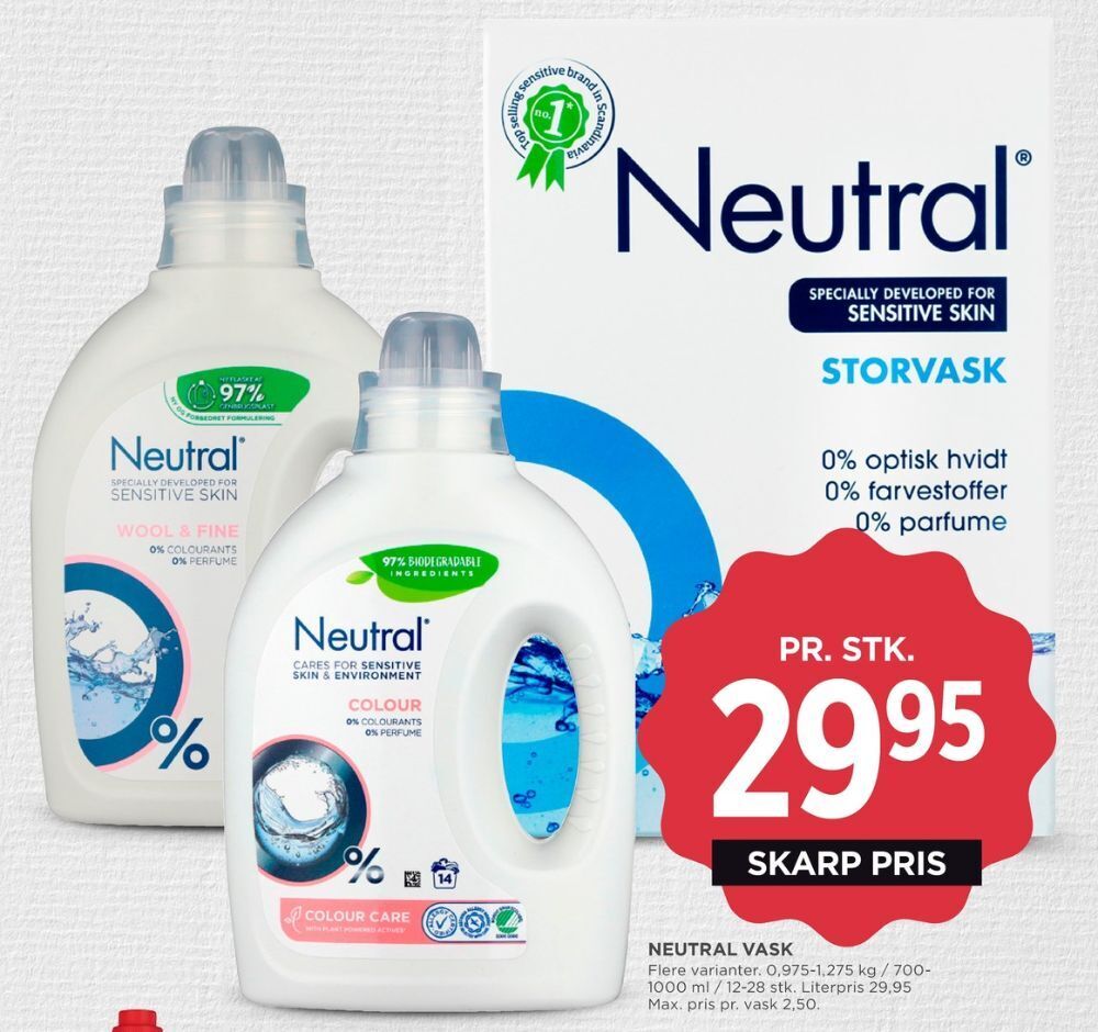 Neutral vaskemiddel-tabs tilbud hos MENY