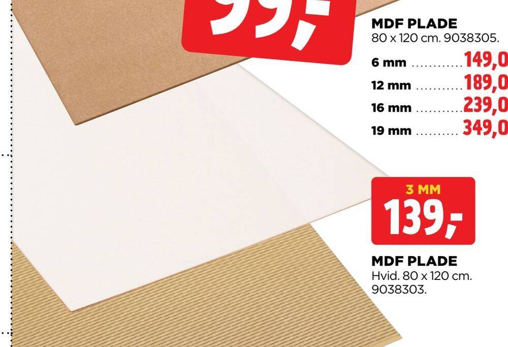 Mdf plade tilbud hos jem & fix
