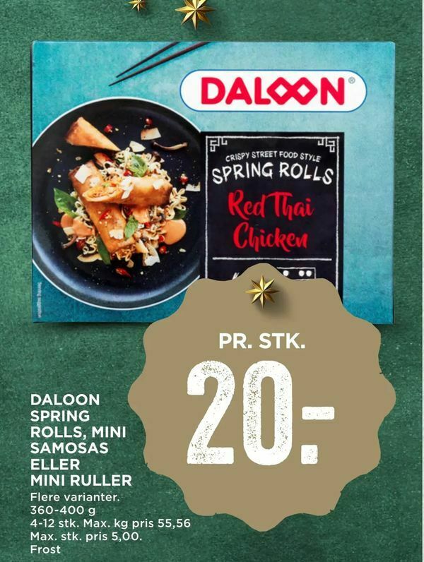 Daloon spring rolls, mini samosas eller mini ruller tilbud hos MENY
