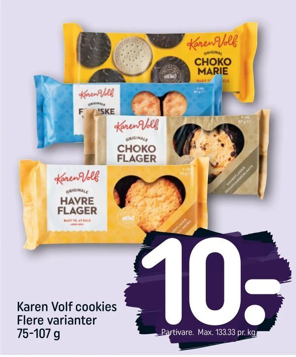 Karen Volf cookies tilbud hos Rema 1000