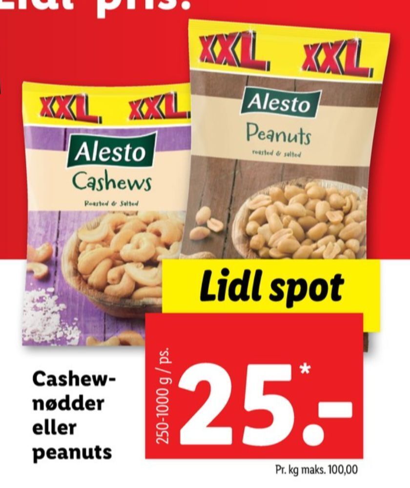 Alesto cashewnødder tilbud hos Lidl