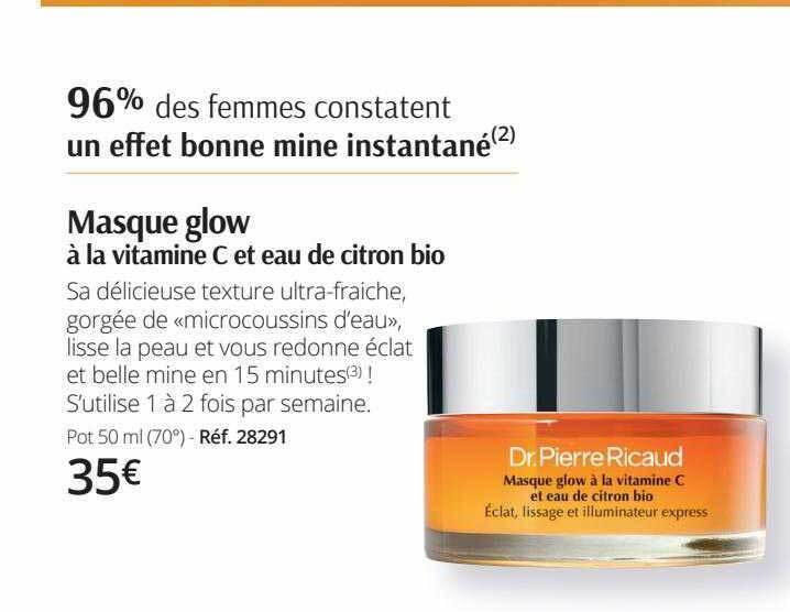 Promo Masque Glow à La Vitamine C Et Eau De Citron Bio Chez Dr Pierre