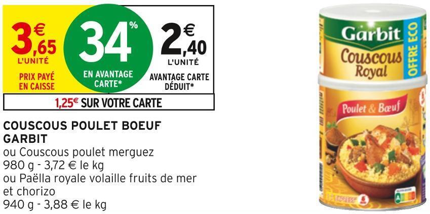 Promo Garbit Couscous Poulet Boeuf Chez Intermarché