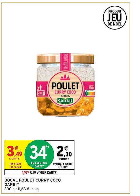 Promo Bocal Poulet Curry Coco Garbit Chez Intermarché